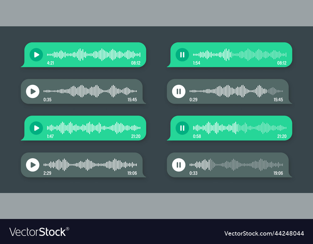 Voice audio message green speech bubble sms Vector Image