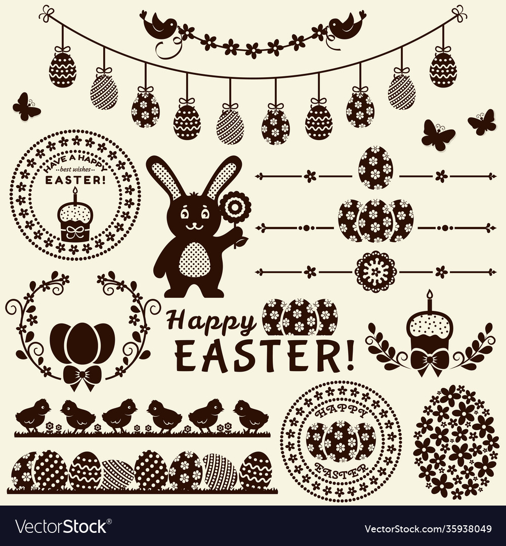 Happy easter design elements Royalty Free Vector Image