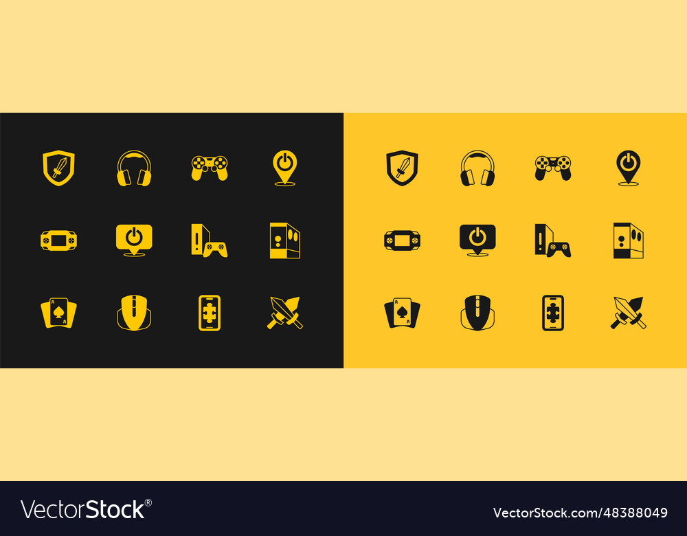 Set power button computer mouse game console Vector Image