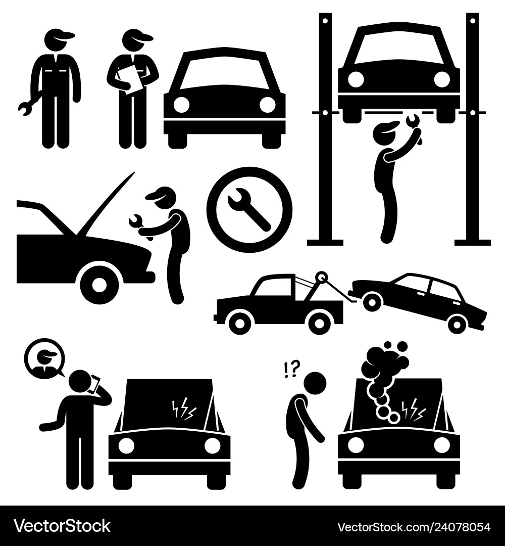 Car repair services workshop mechanic stick Vector Image