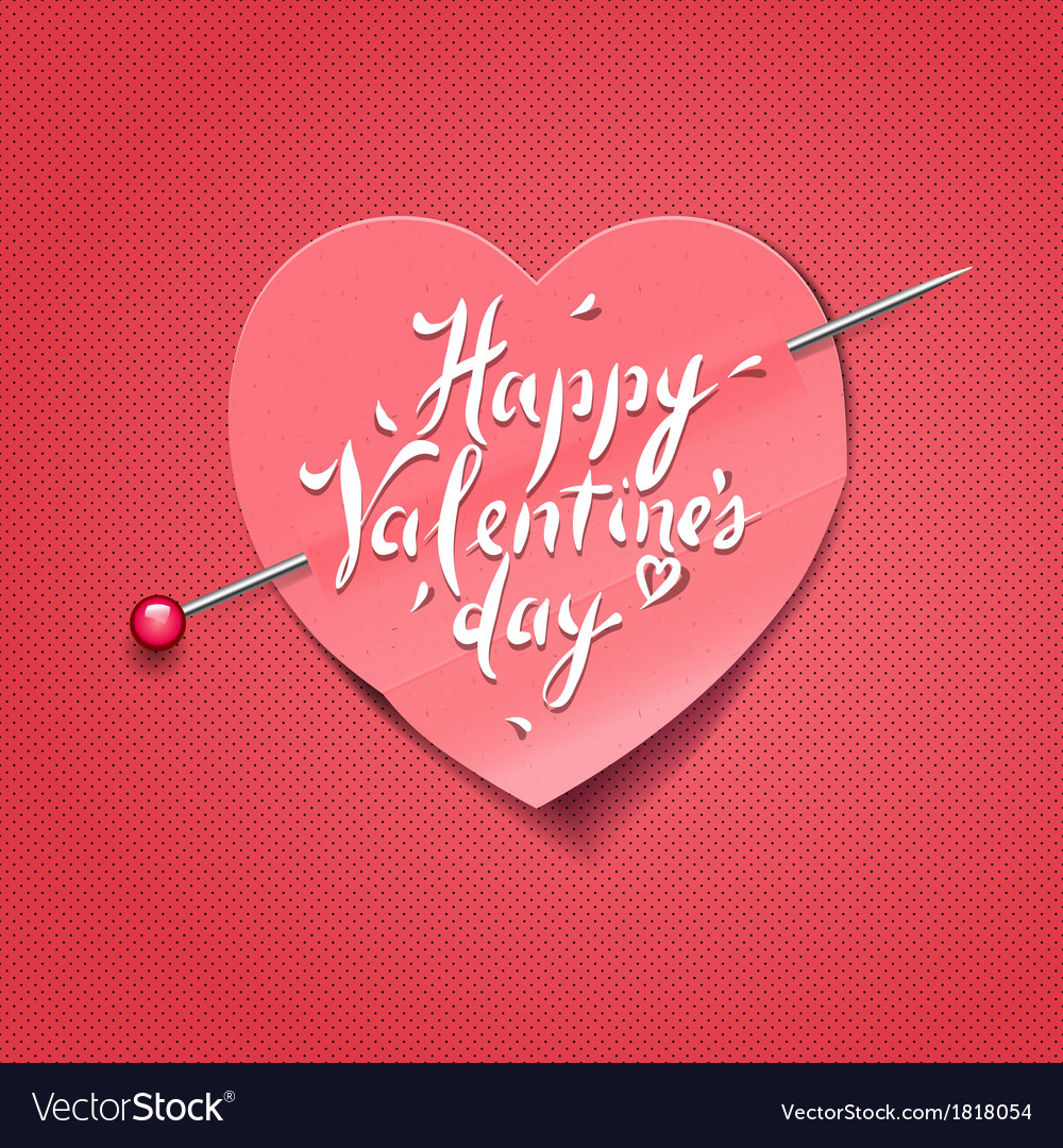 Valentines Day Card With Paper Heart Shaped Vector Image