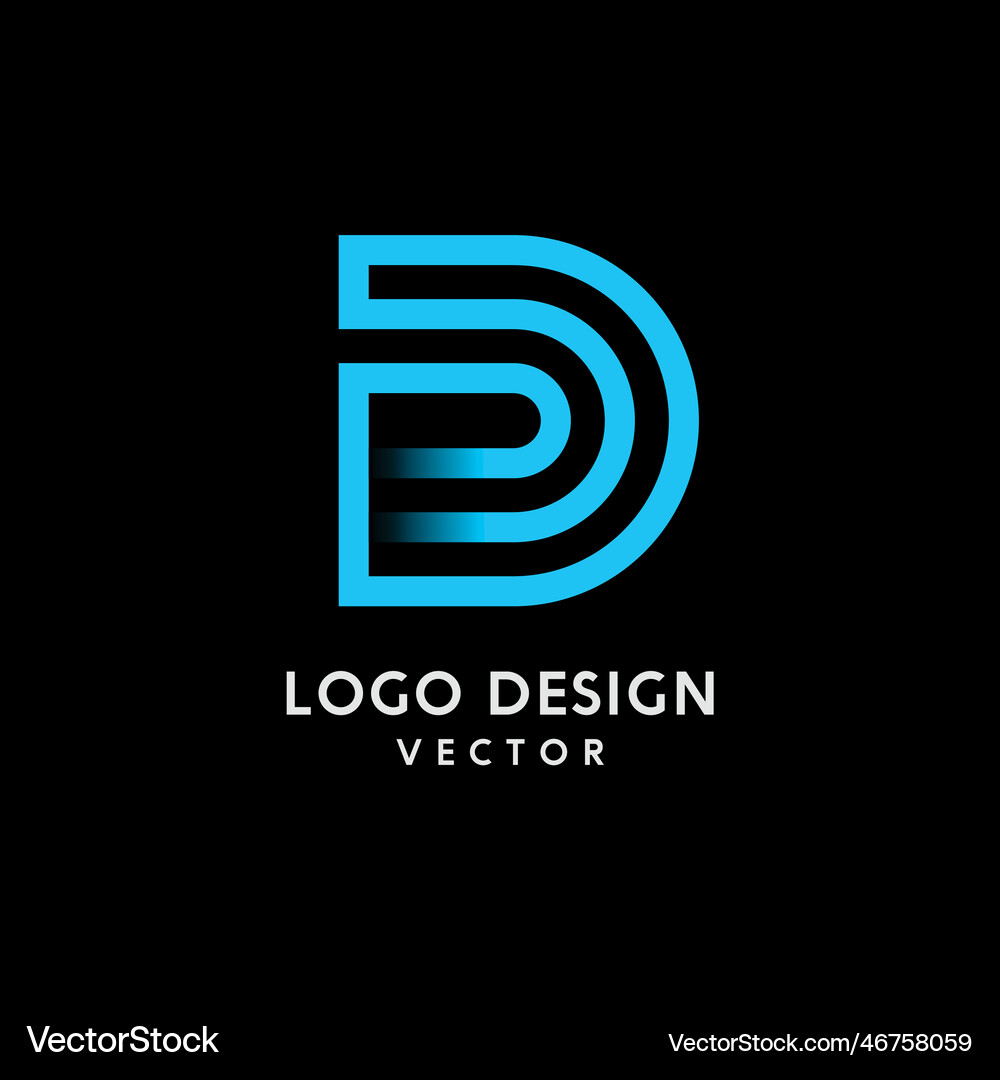 D letter typography logo design Royalty Free Vector Image