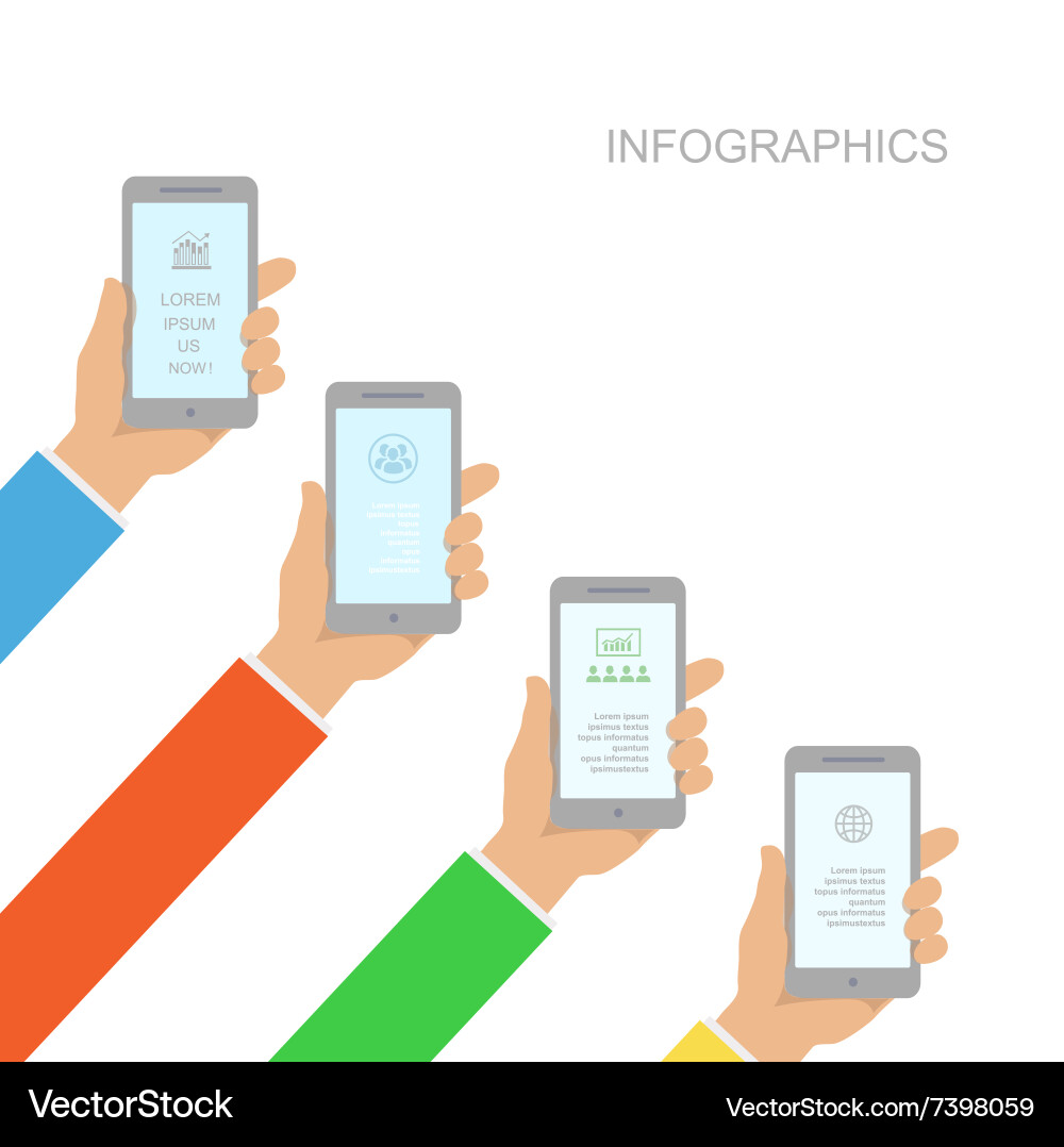 Infographics design with human hands holding Vector Image