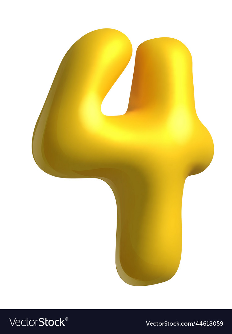 Number 4 four sign cartoon yellow Royalty Free Vector Image Number 4 four sign cartoon yellow Royalty Free Vector Image