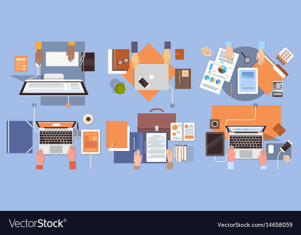 People using computers businesspeople hand Vector Image