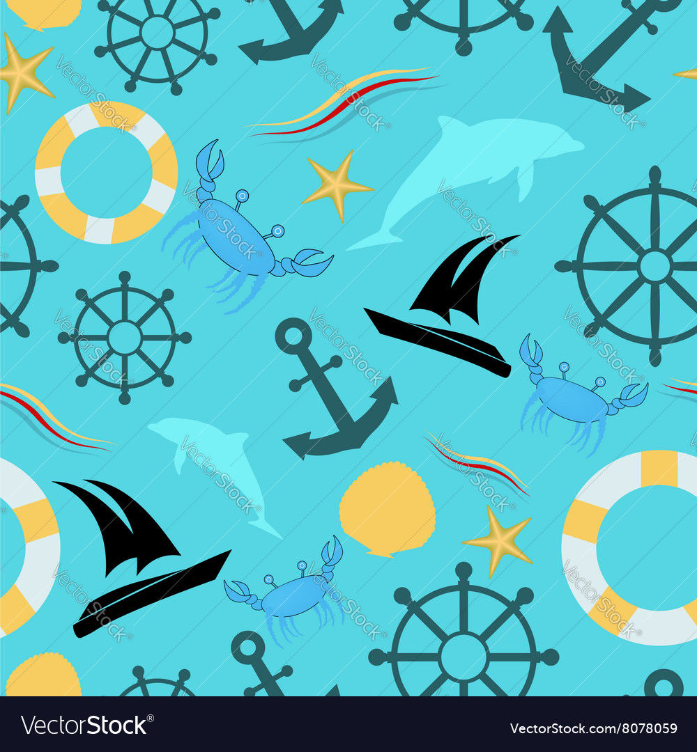 Seamless pattern with nautical elements Royalty Free Vector