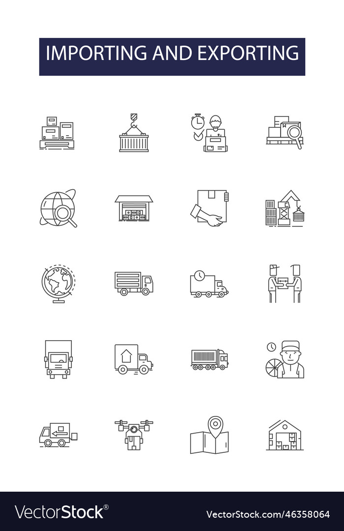 Importing and exporting line icons Royalty Free Vector Image Importing and exporting line icons Royalty Free Vector Image