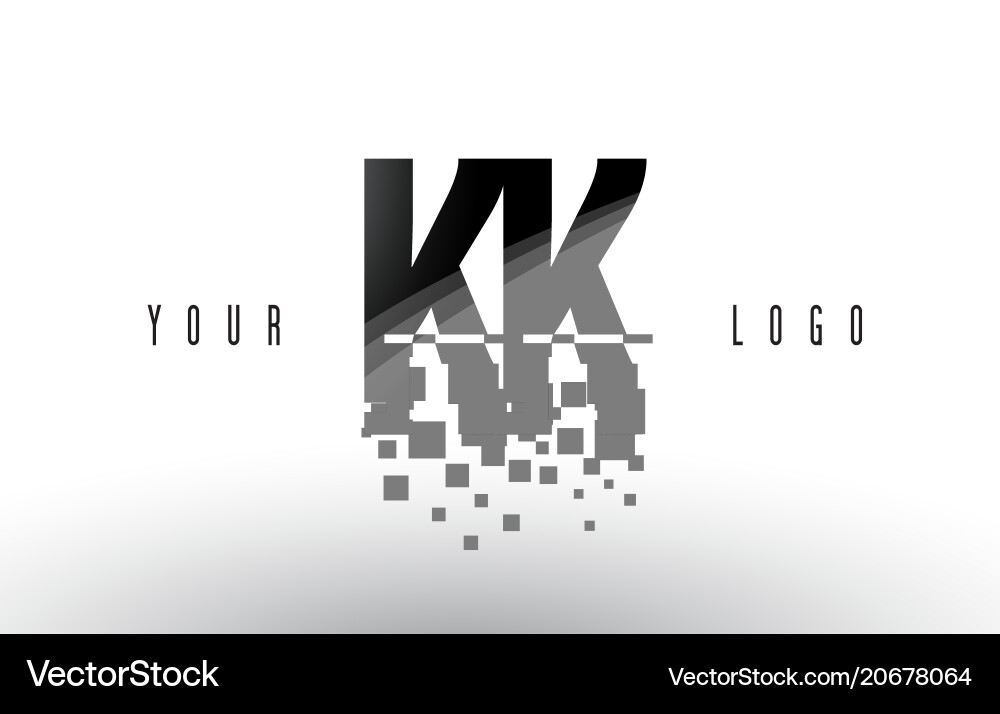 Kk k pixel letter logo with digital shattered Vector Image
