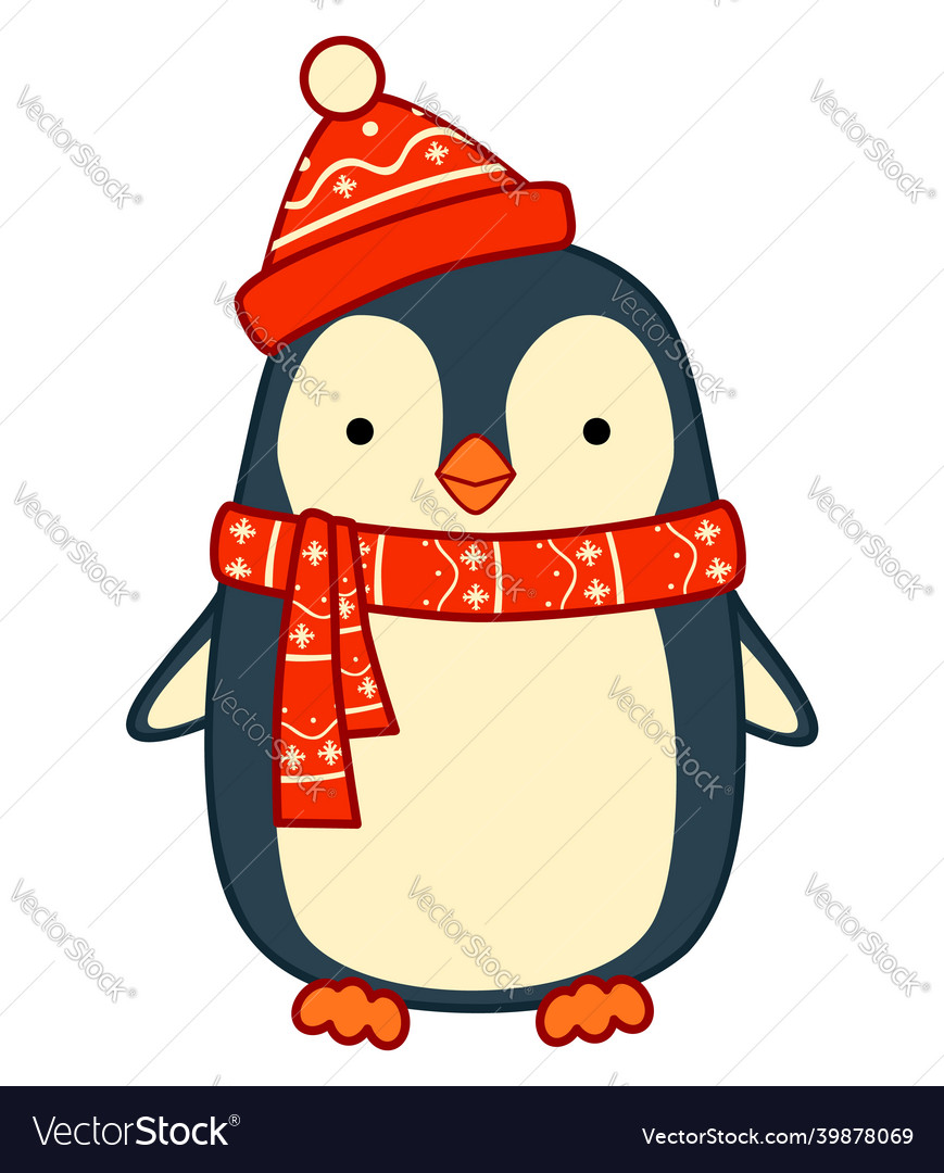 Christmas cartoons clip art penguin Royalty Free Vector