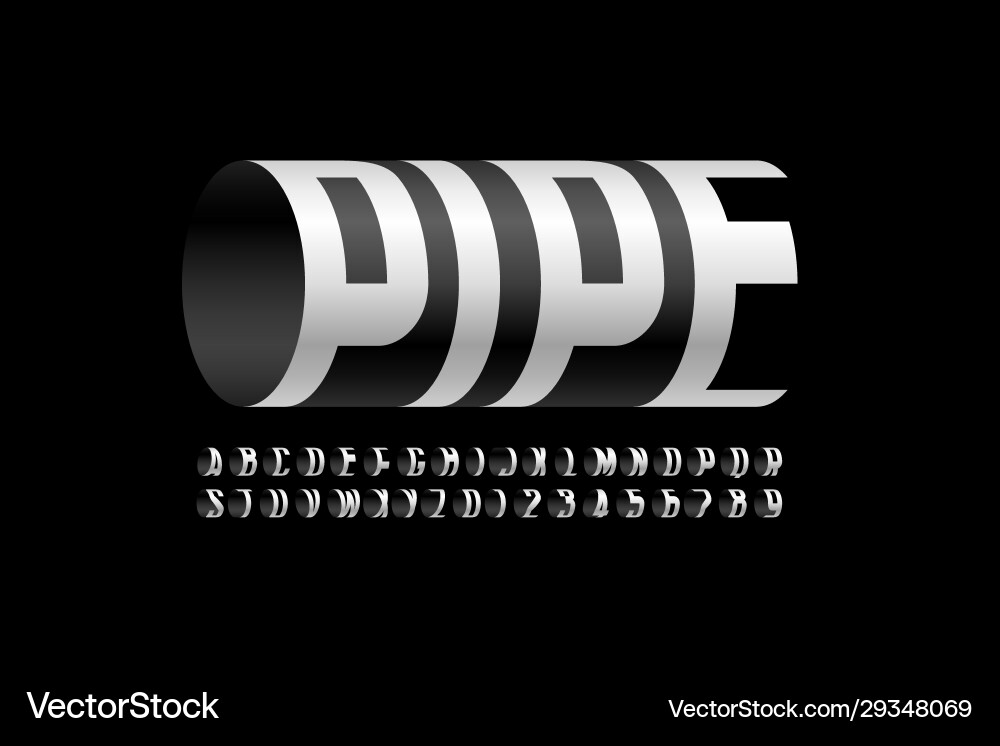 Modern font pipe three-dimensional alphabet Vector Image