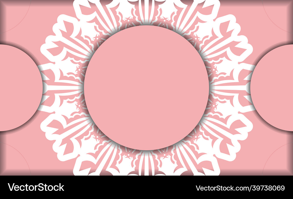 Pink background with greek white ornaments Vector Image