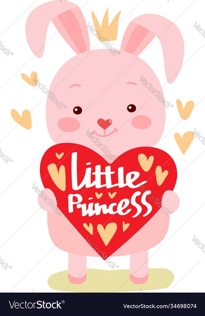 Cute Bunny Girl With Crown Dream Big Princess Vector Image