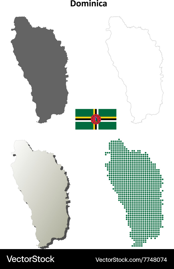 Dominica outline map set Royalty Free Vector Image