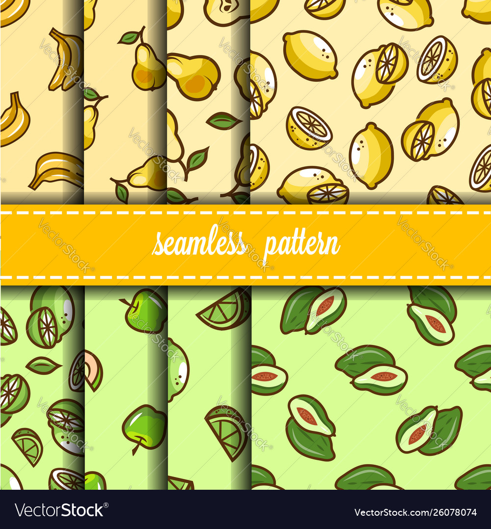 Fruit seamless pattern set Royalty Free Vector Image