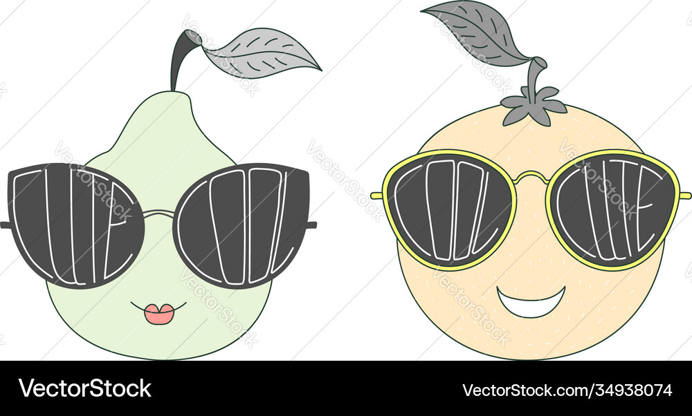 Fruits in cute and cool sunglasses Royalty Free Vector Image