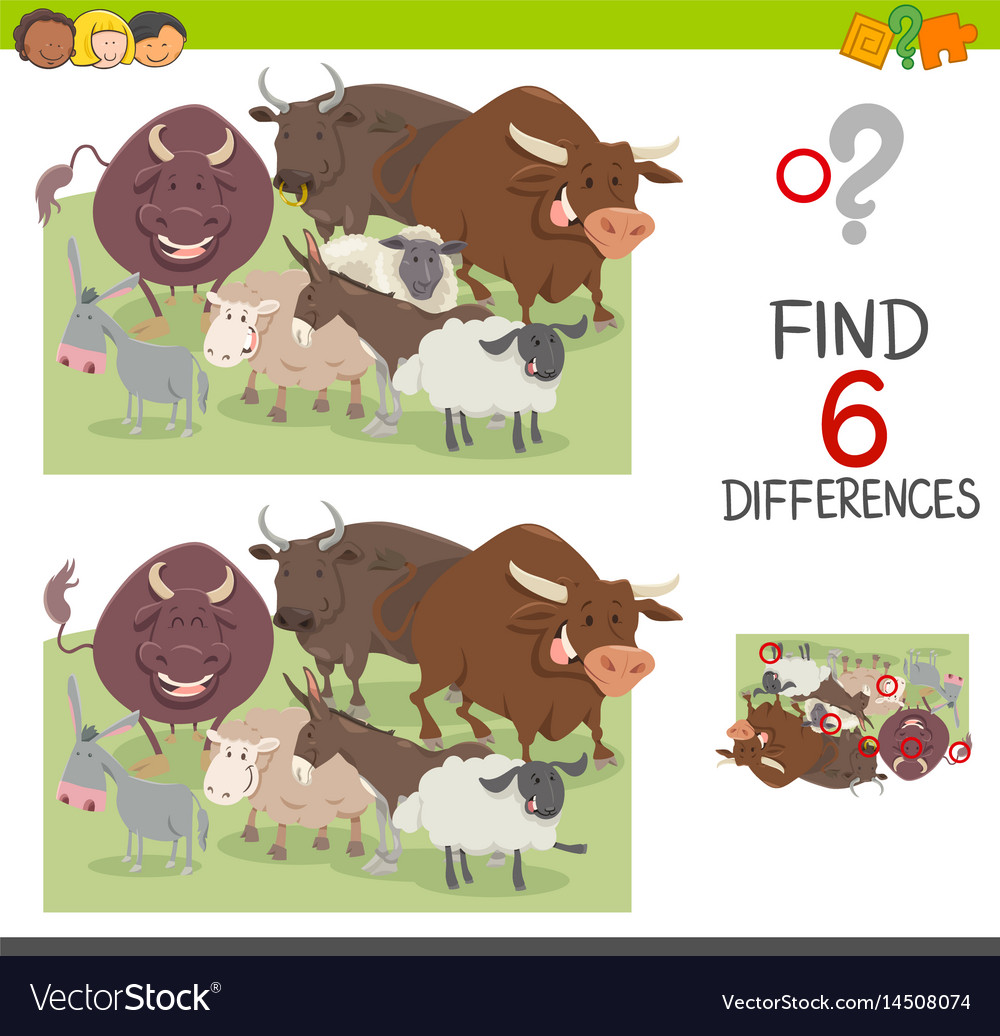 Spot differences worksheet Royalty Free Vector Image