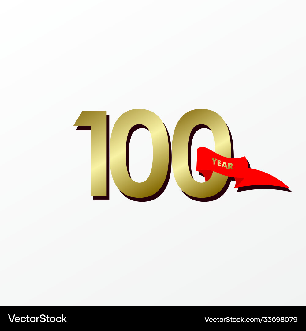 100 years anniversary celebration gold with red Vector Image
