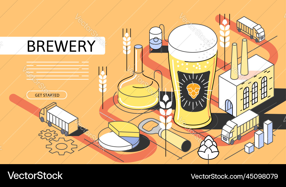 Beer factory isometric concept use for web page Vector Image