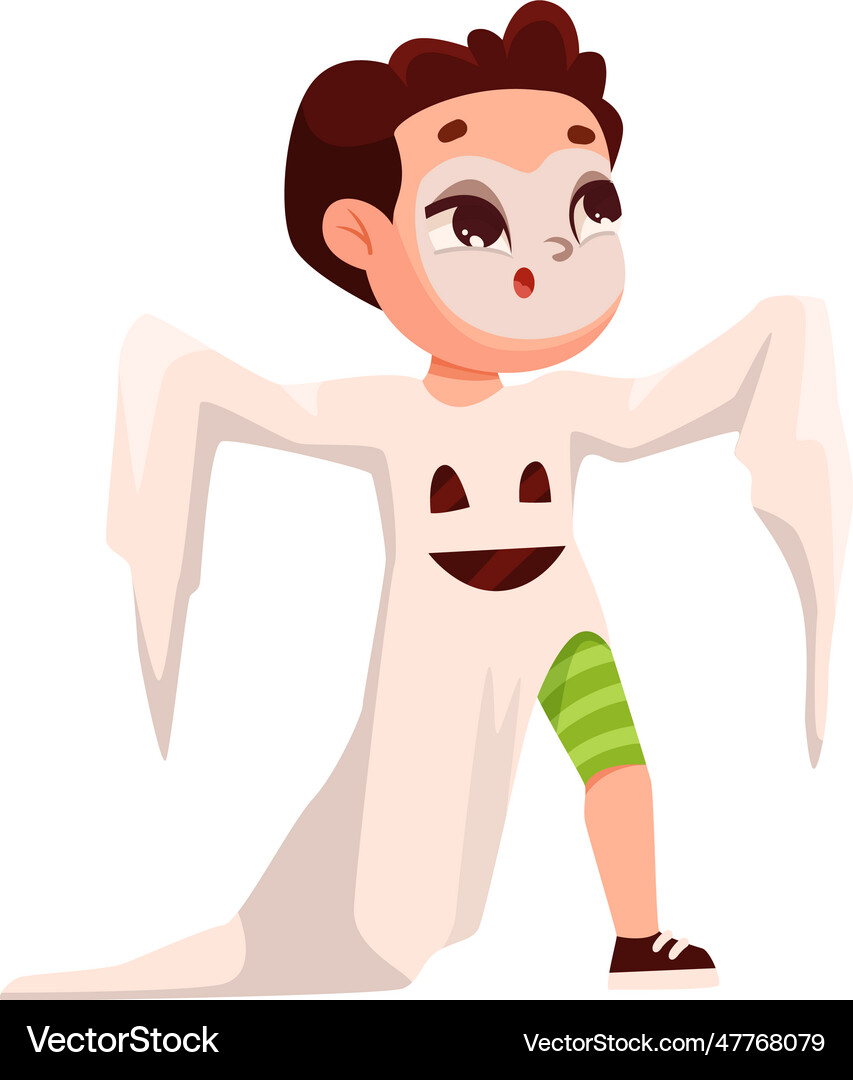 Cute boy in bright halloween ghost costume Vector Image