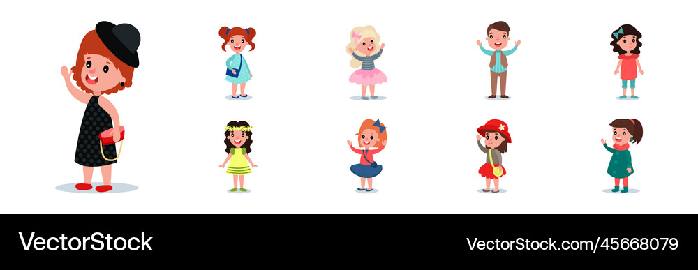 Little boy and girl characters dressed Royalty Free Vector