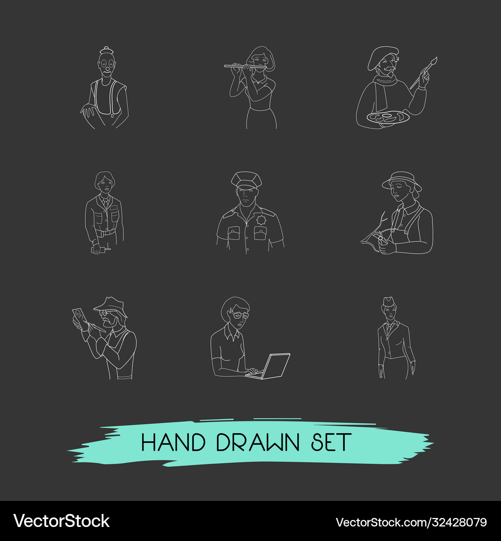 Set profession icons line style symbols Royalty Free Vector