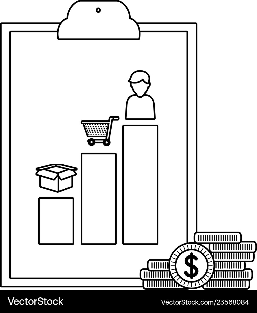 Business graph and profits in black and white Vector Image
