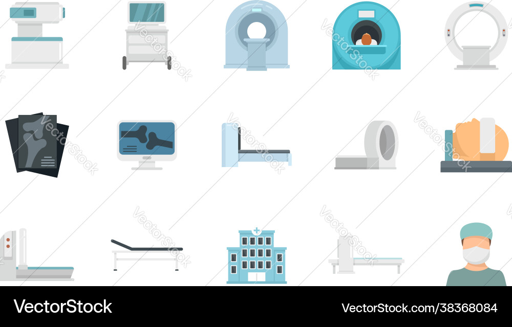 Magnetic resonance imaging icons set flat Vector Image