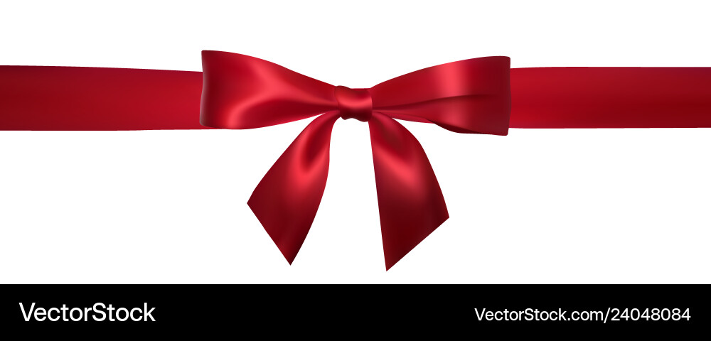 Realistic red bow with horizontal red ribbons Vector Image