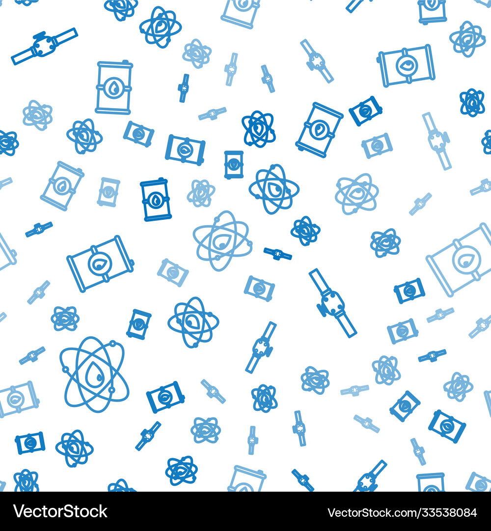Set line atom industry pipes and valve and barrel Vector Image
