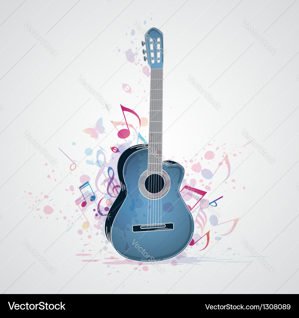 Blue guitar Royalty Free Vector Image - VectorStock