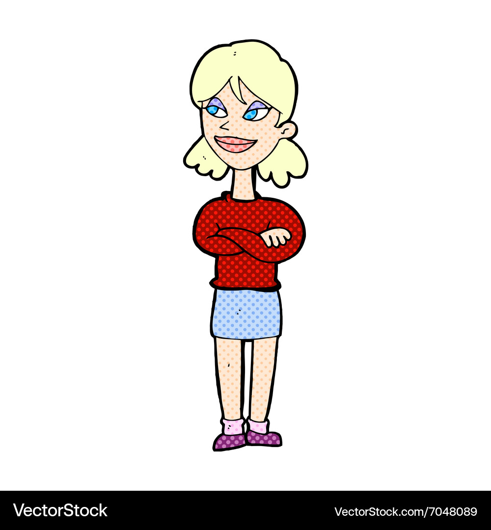 Comic cartoon smug woman Royalty Free Vector Image