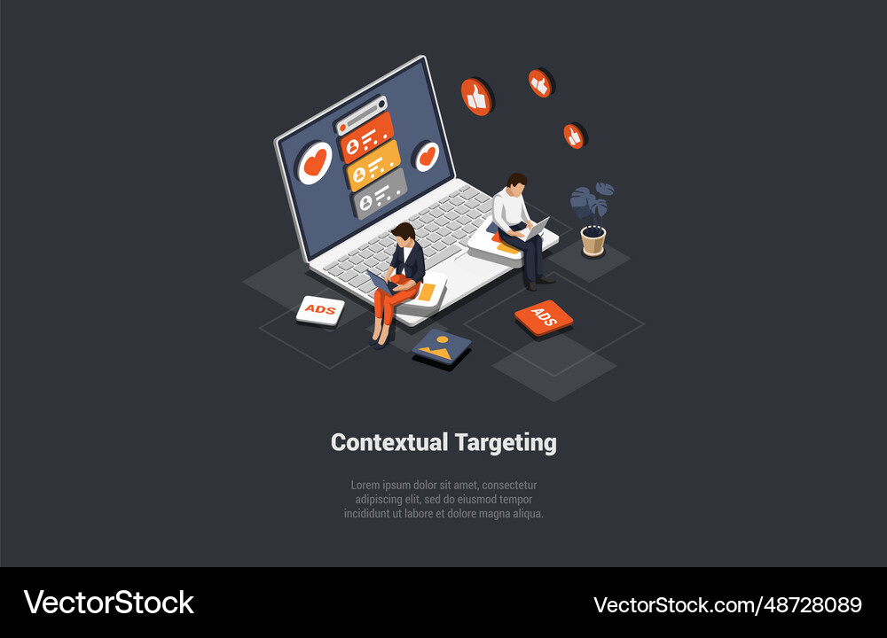 Contextual Targeting Ppc Online Advertising Vector Image