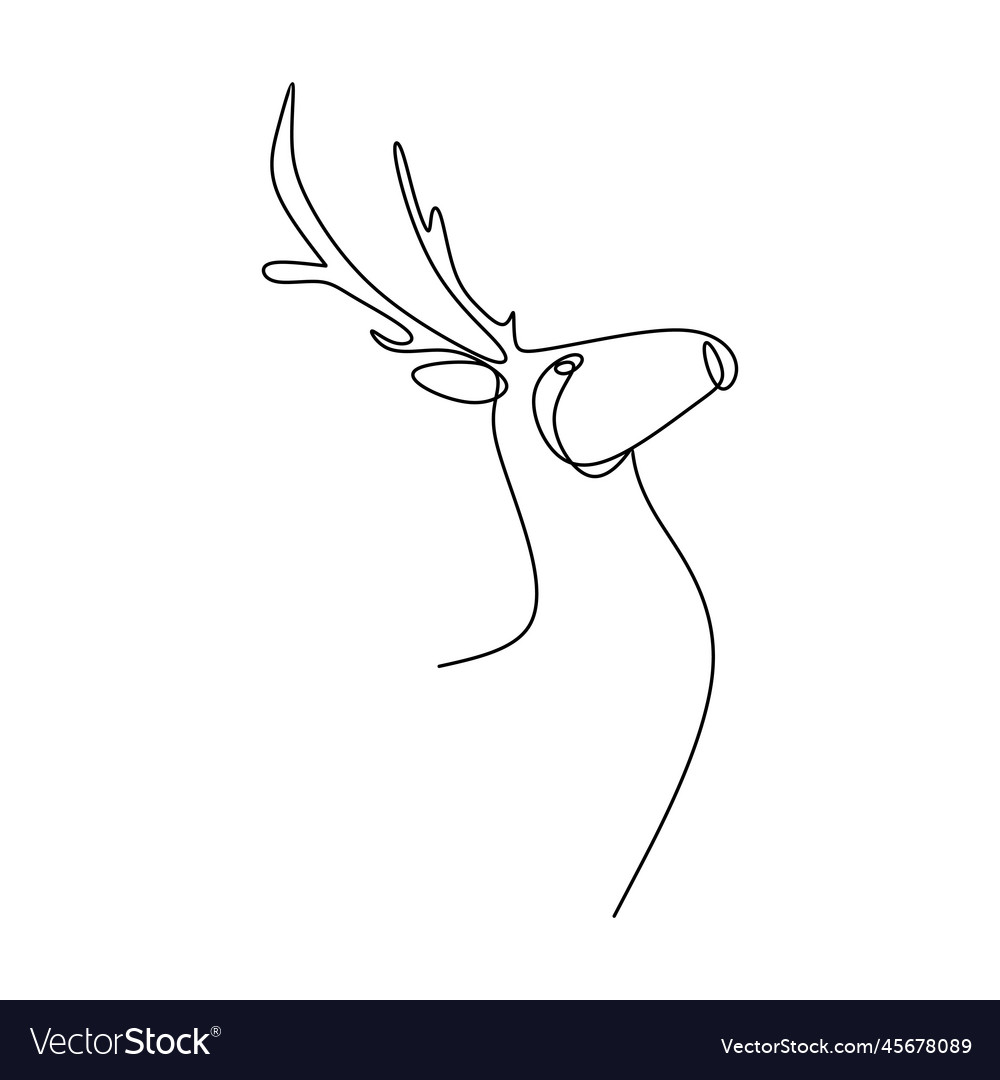 Deer continuous one line drawing Royalty Free Vector Image