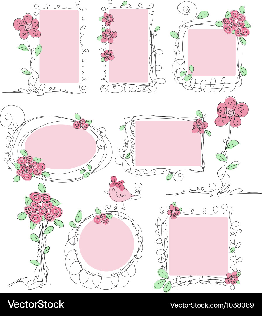 Floral doodle frames Royalty Free Vector Image