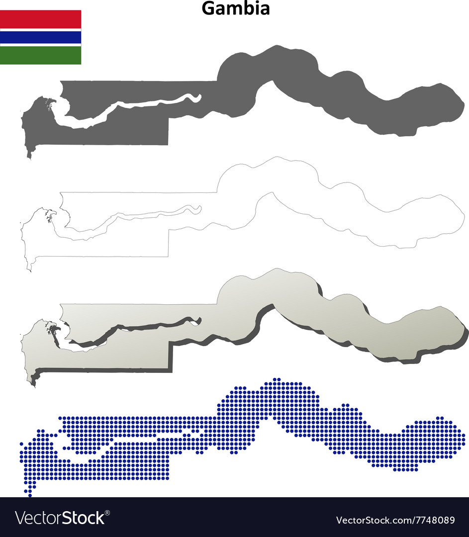 Gambia outline map set Royalty Free Vector Image