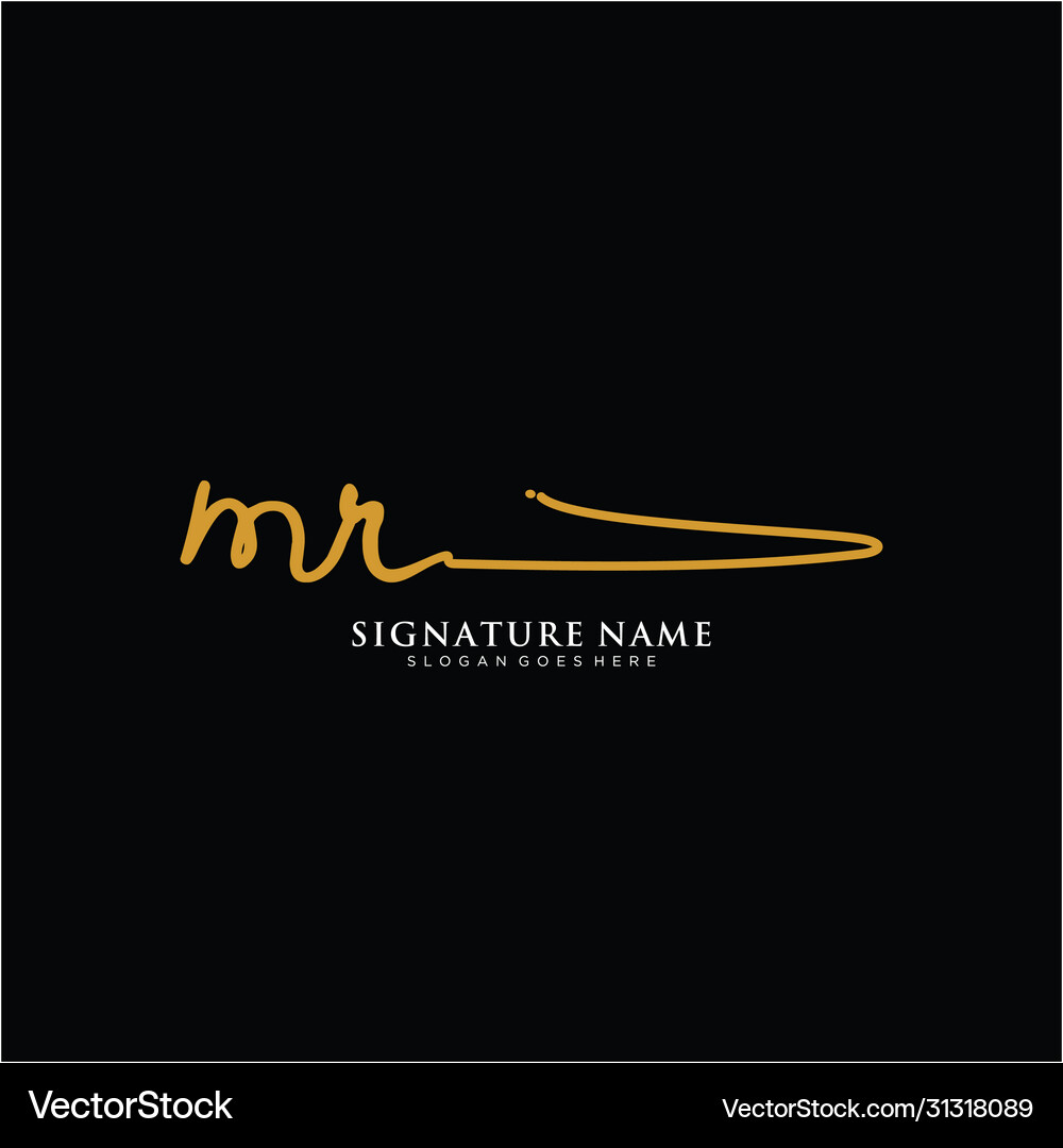 Letter mr signature logo template Royalty Free Vector Image