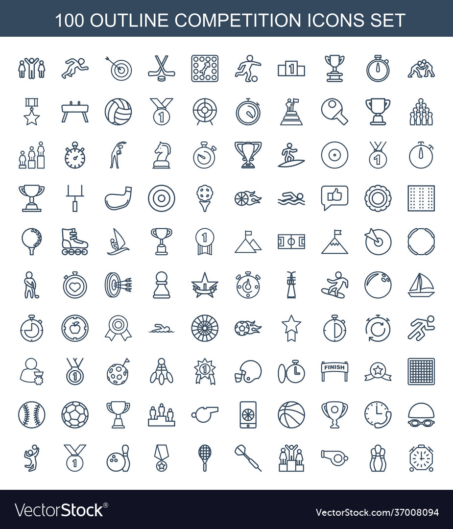 100 competition icons Royalty Free Vector Image