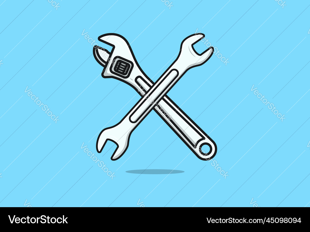 Adjustable wrench with tool Royalty Free Vector Image