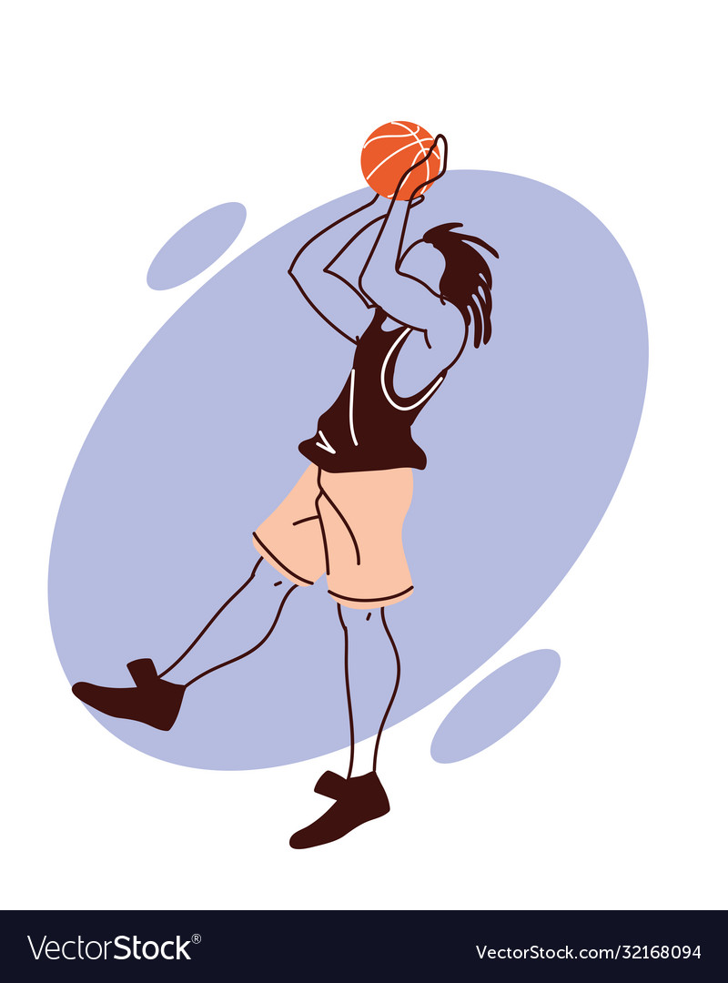 Basketball player man with ball jumping Royalty Free Vector