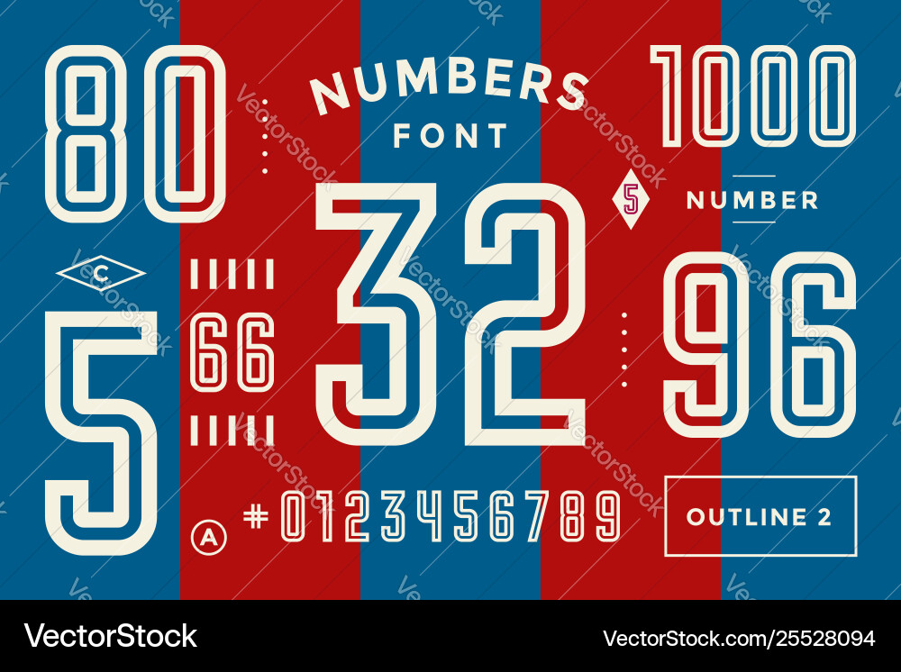 Numbers font sport font with numbers and numeric Vector Image