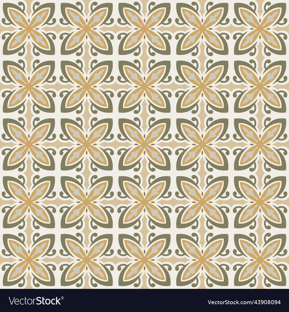 Tile pattern lisbon floral mosaic mediterranean Vector Image
