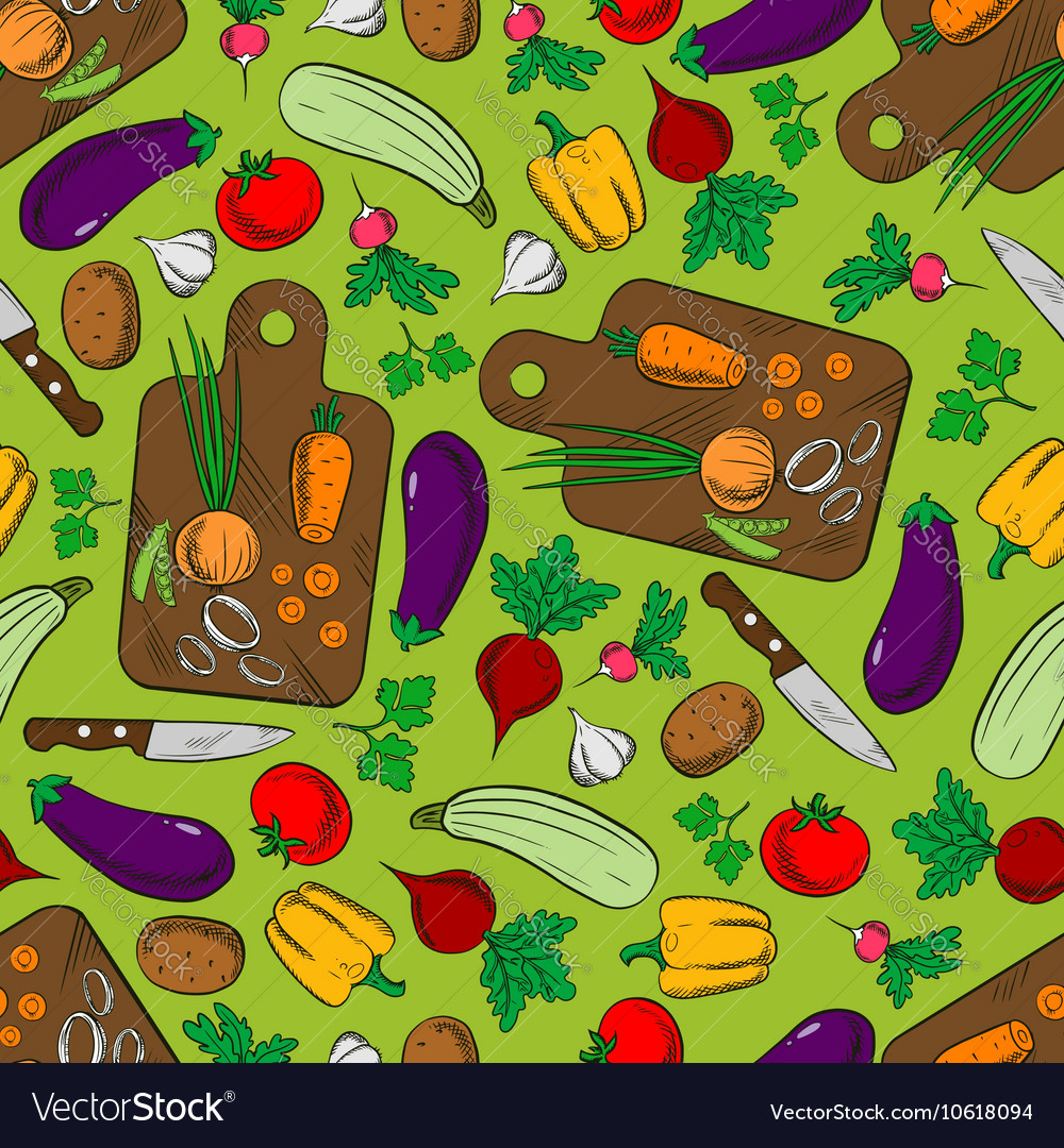 Vegetable salad cooking seamless pattern Vector Image