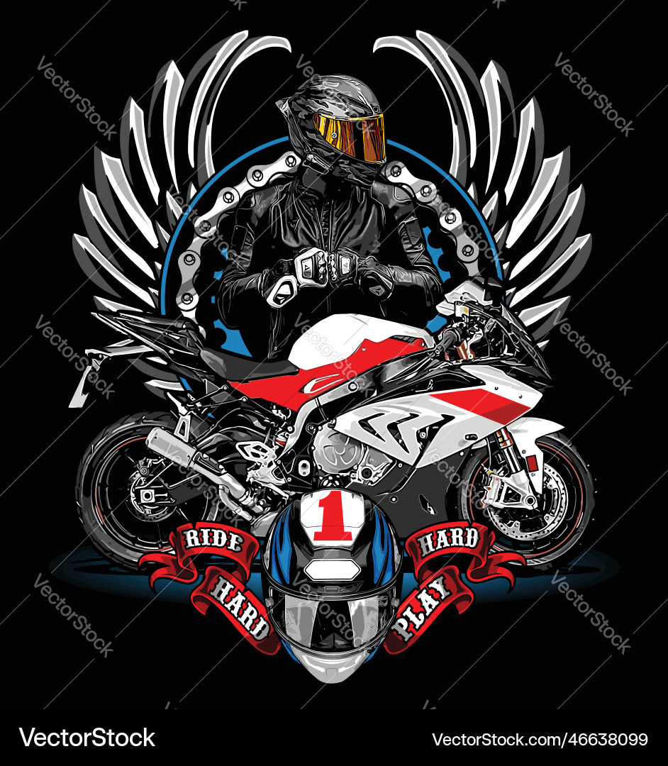 Biker template for graphic design Royalty Free Vector Image