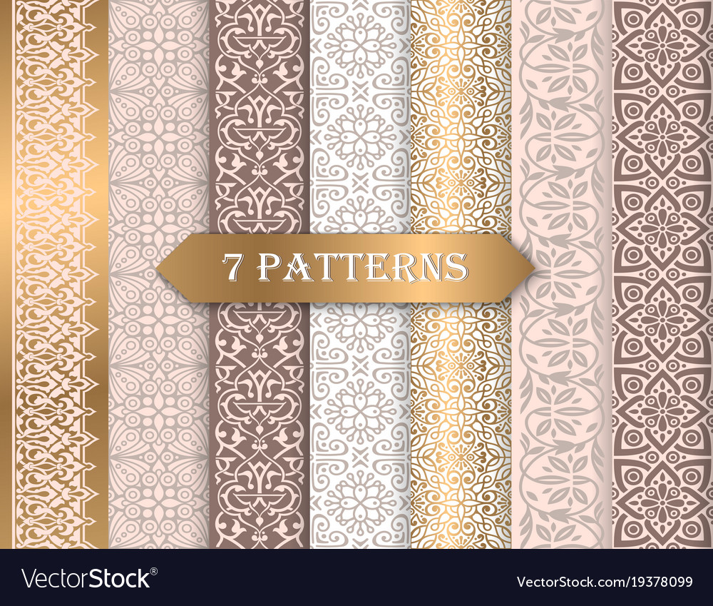 Collection Of Seamless Ornametal Patterns Vector Image