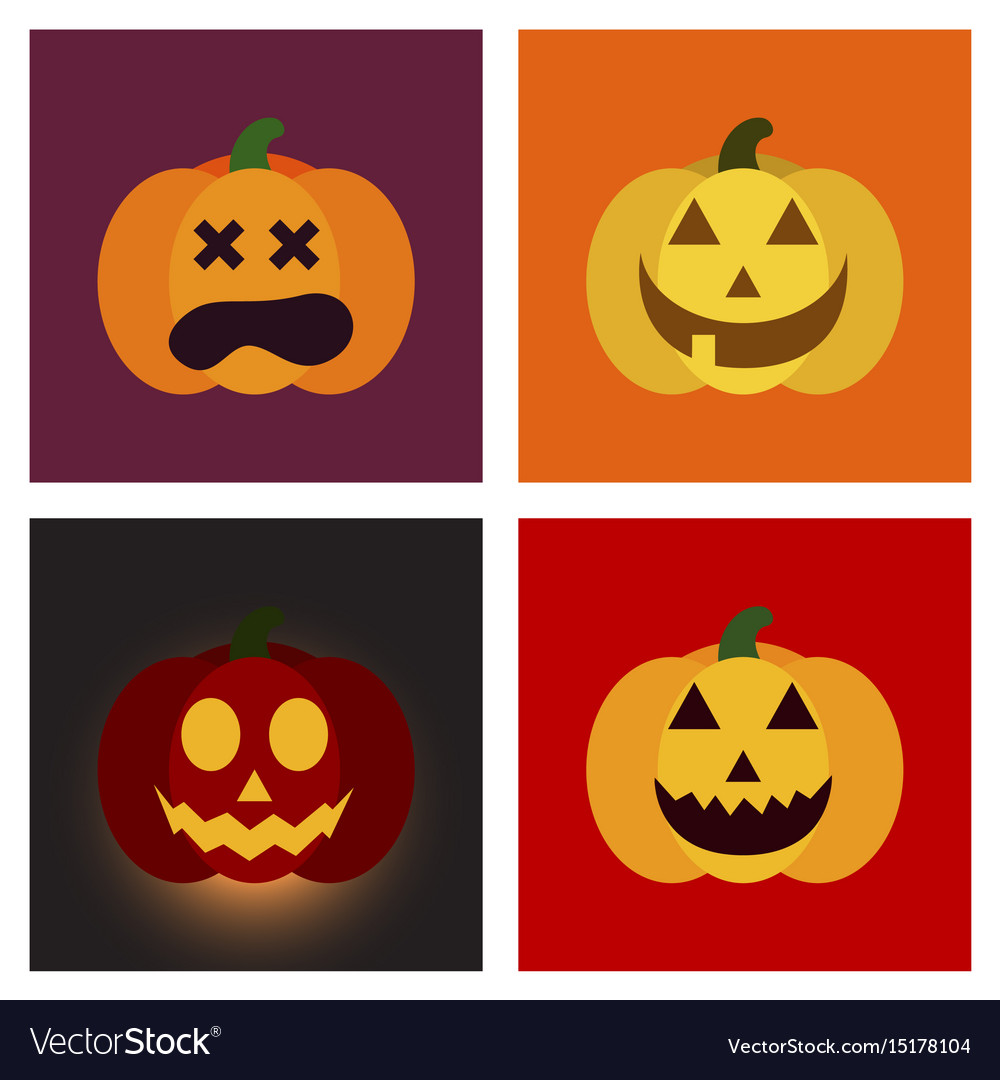 Assembly flat icons halloween emotion pumpkin Vector Image