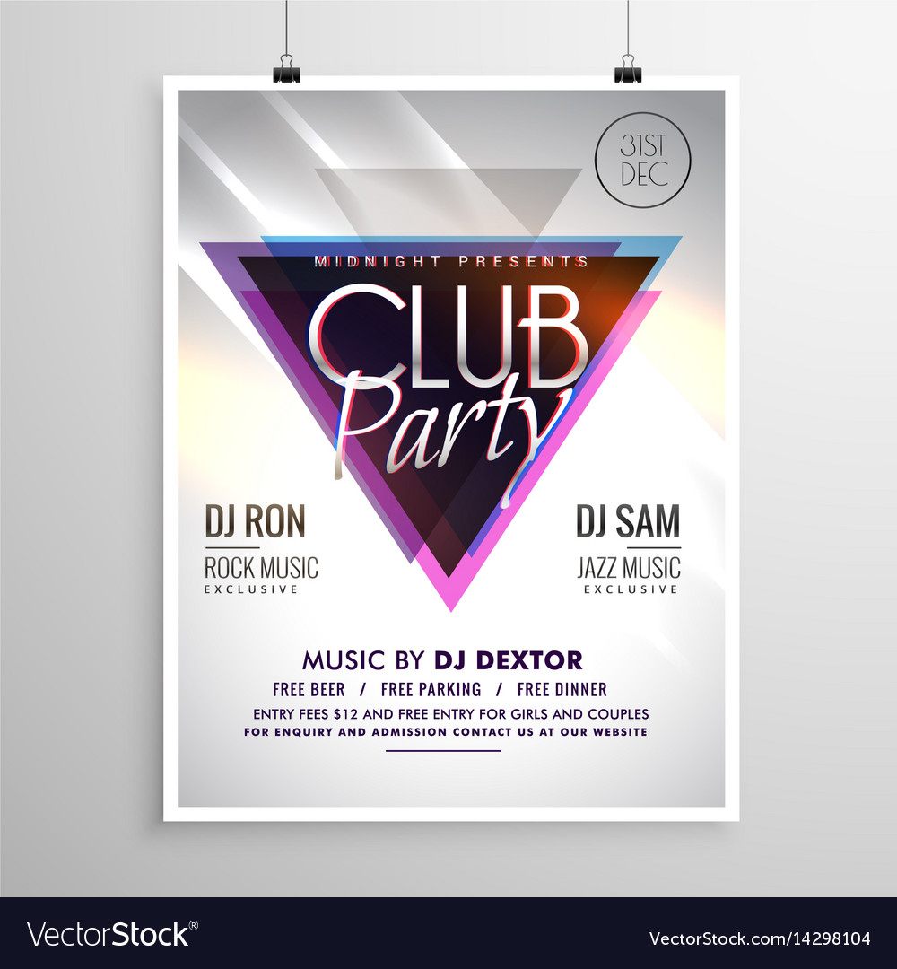 Club Party Music Flyer Invitation Template Poster Vector Image