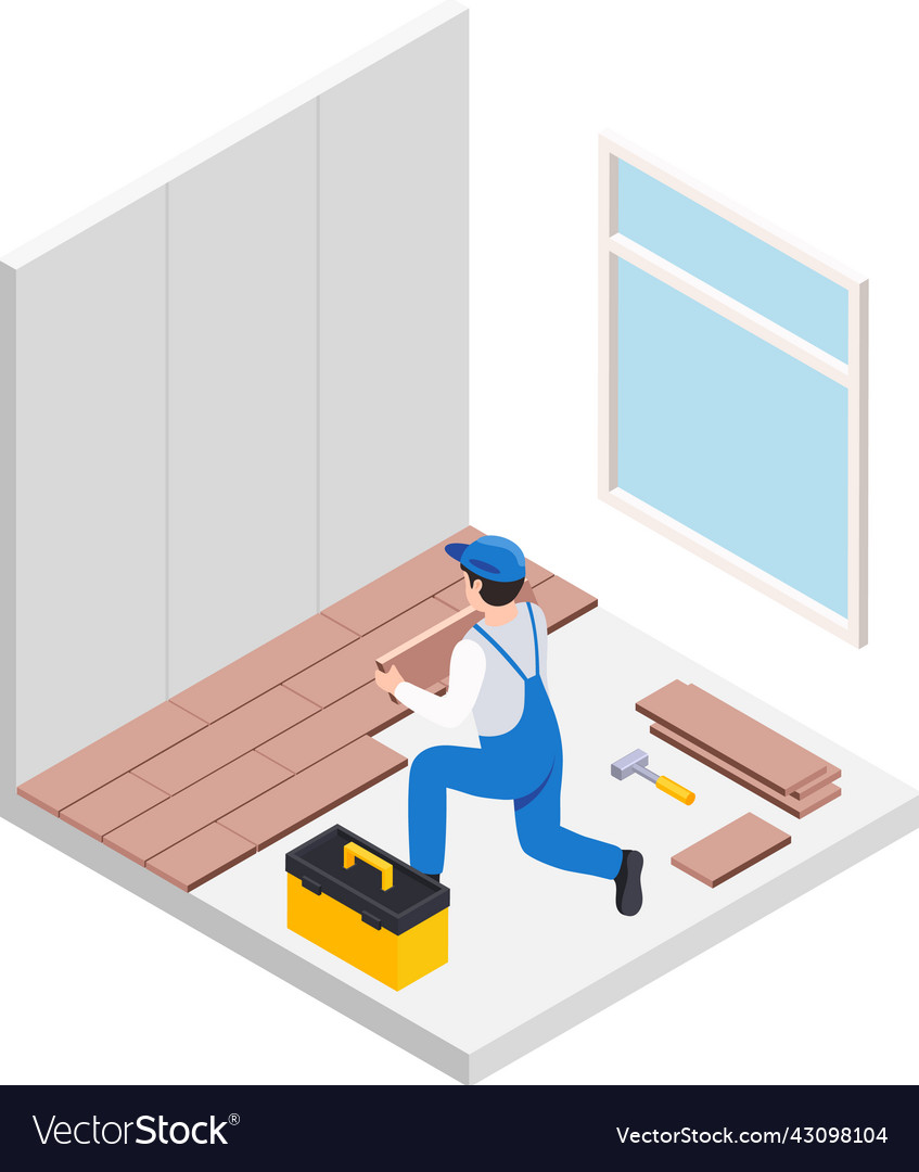 Isometric Tiling Renovation Composition Royalty Free Vector