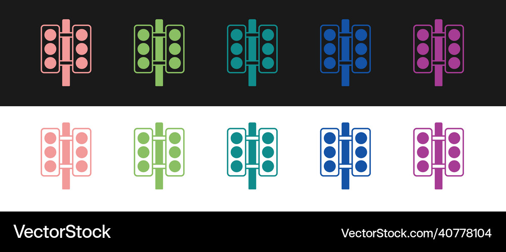 Set racing traffic light icon isolated on black Vector Image