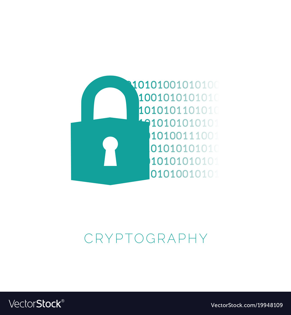 Cryptography concept with lock and binary code Vector Image