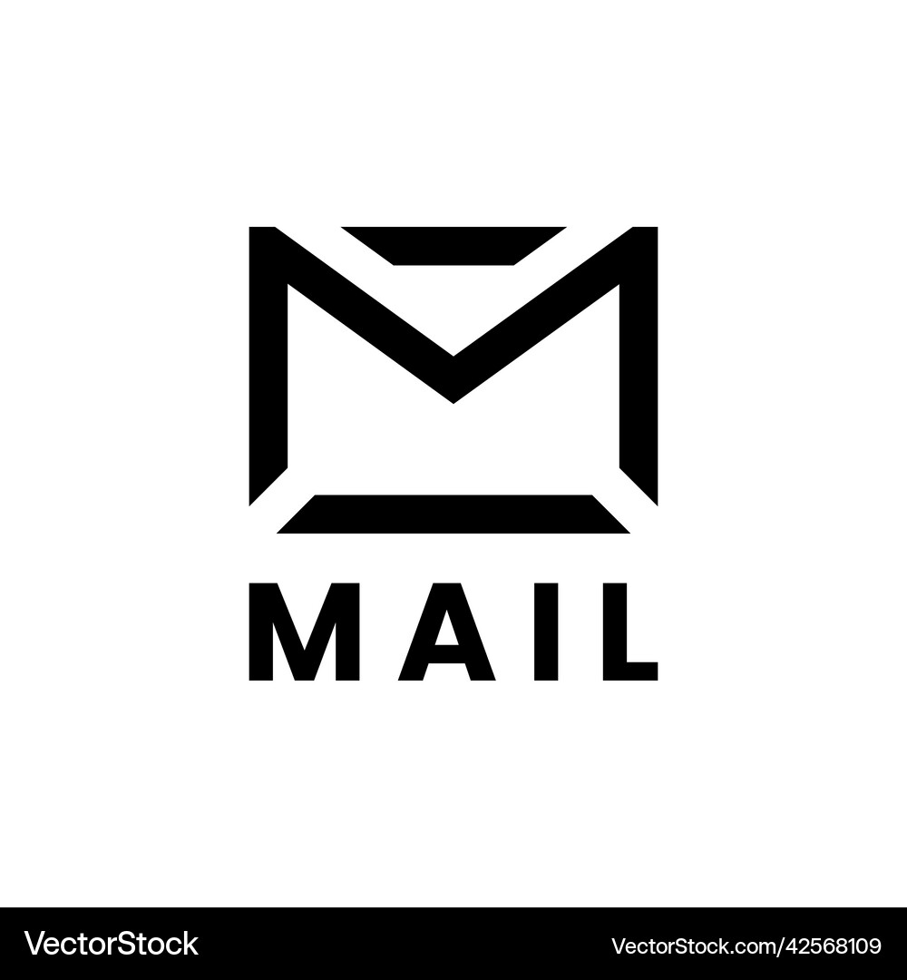 Square rounded line letter m mail logo flat Vector Image